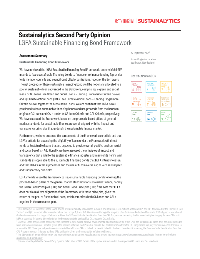 Sustainable Financing Bonds | New Zealand Local Government Funding Agency